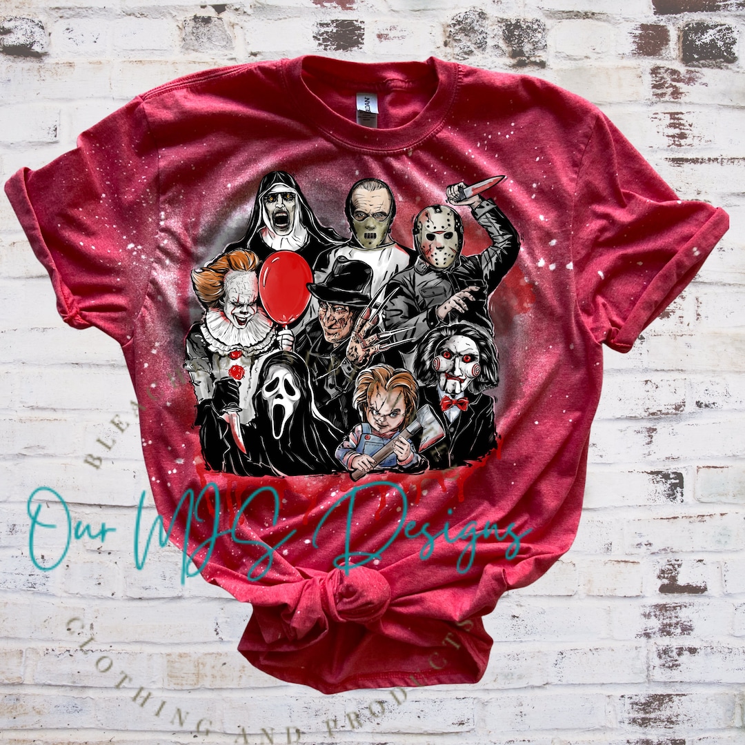 Halloween Scary - Horror Movie Teeshirts Bleached Sublimated Tee Shirt ...