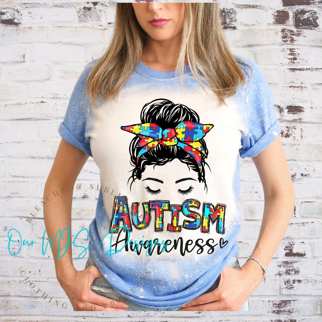 Autism Awareness Bleached Sublimated Tee Shirt - Etsy Canada