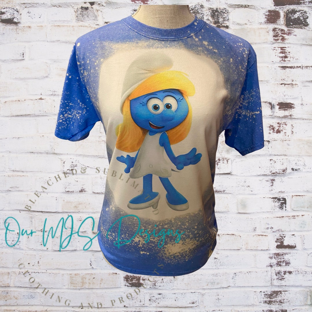 Smurfette Inspired Bleached Tee Shirt, Smurf Birthday Shirt, Adult ...