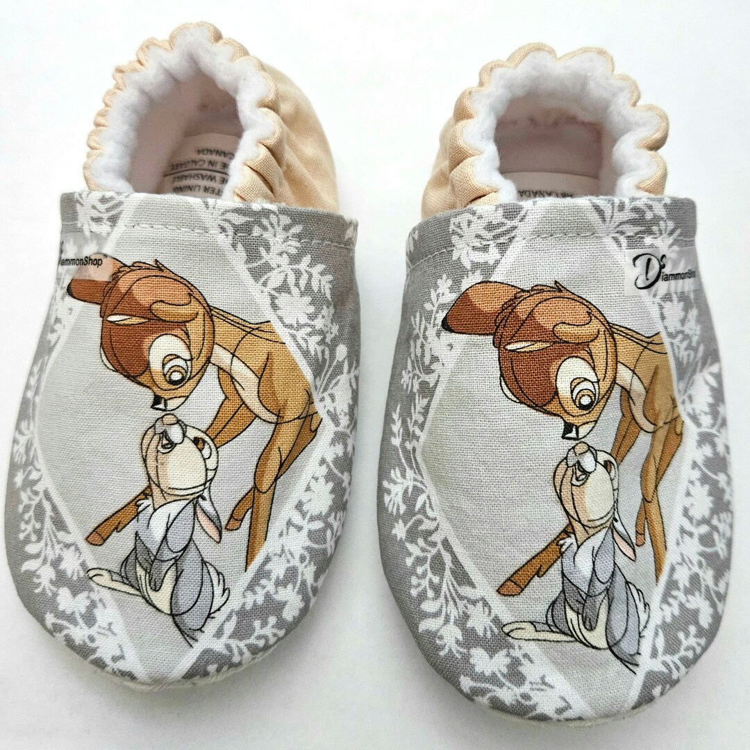 Bambi and Thumper Baby Booties, Cotton Fleece Lined Crib Shoes - Etsy