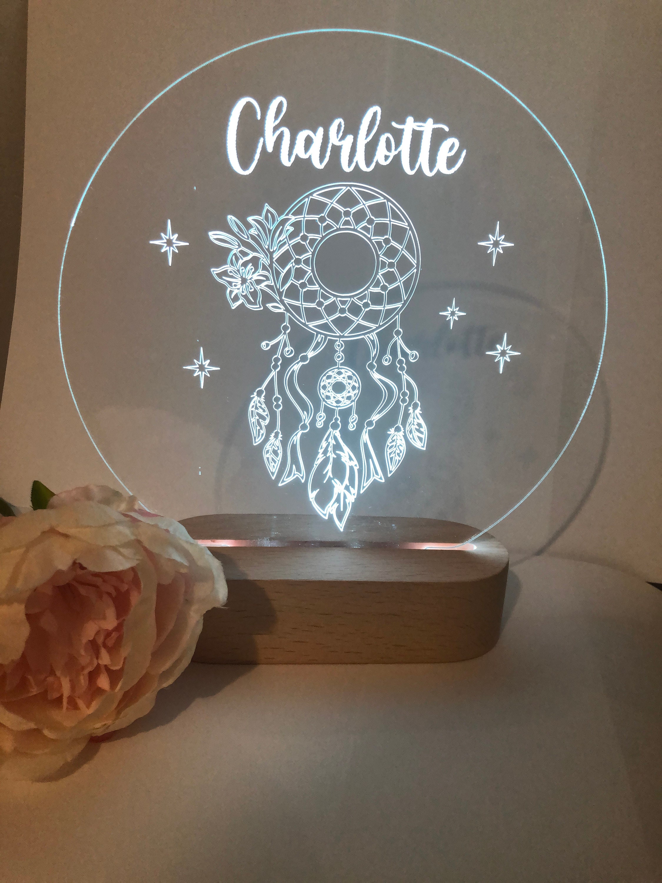 Personalised Dream Catcher LED Night Light, Custom Made, Childrens ...