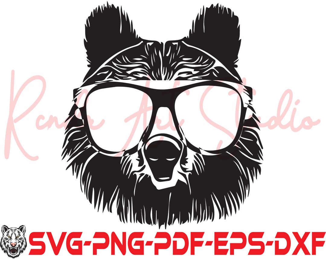 Bear Whit Glasses,silhouette Svg,cutting Files,clip Art Cricut Cuttable ...