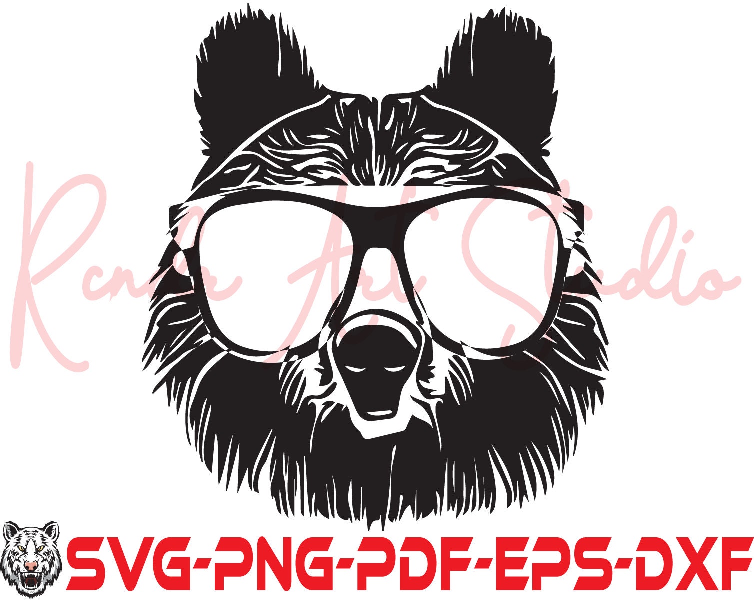 Bear Whit Glassessilhouette Svgcutting Filesclip Art Cricut | Etsy