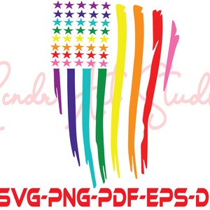 Rainbow Distressed American Flag Svg, Png, Jpg, Rainbow Flag Svg, Pride ...