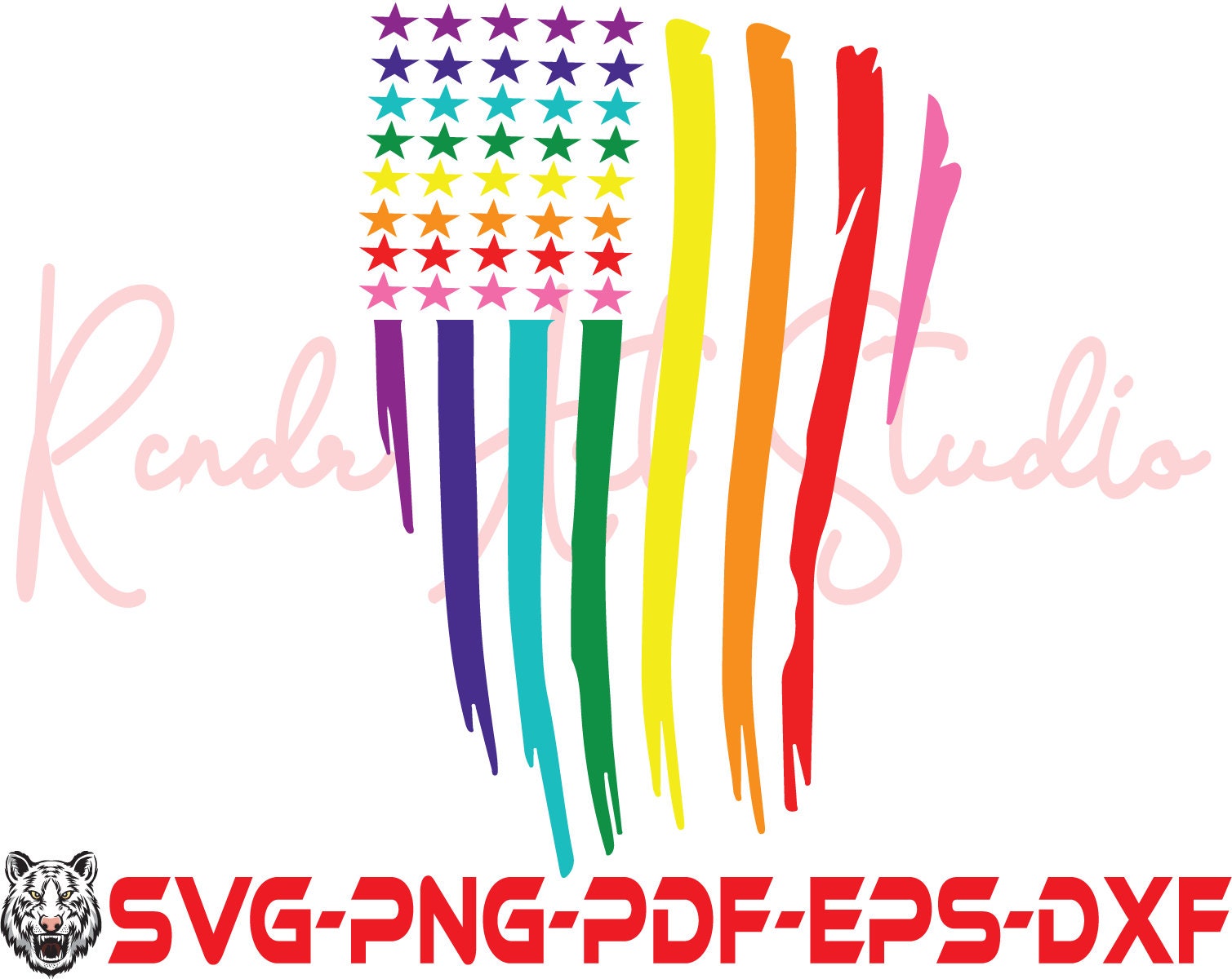 Rainbow Distressed American Flag Svg Png Jpg Rainbow Flag - Etsy