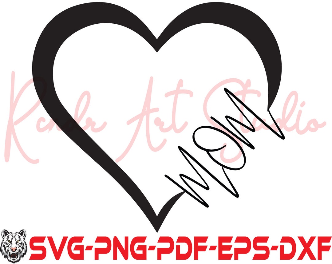Mom Script Heart SVG Clipart | Mom Script Heart Silhouette Cut File ...