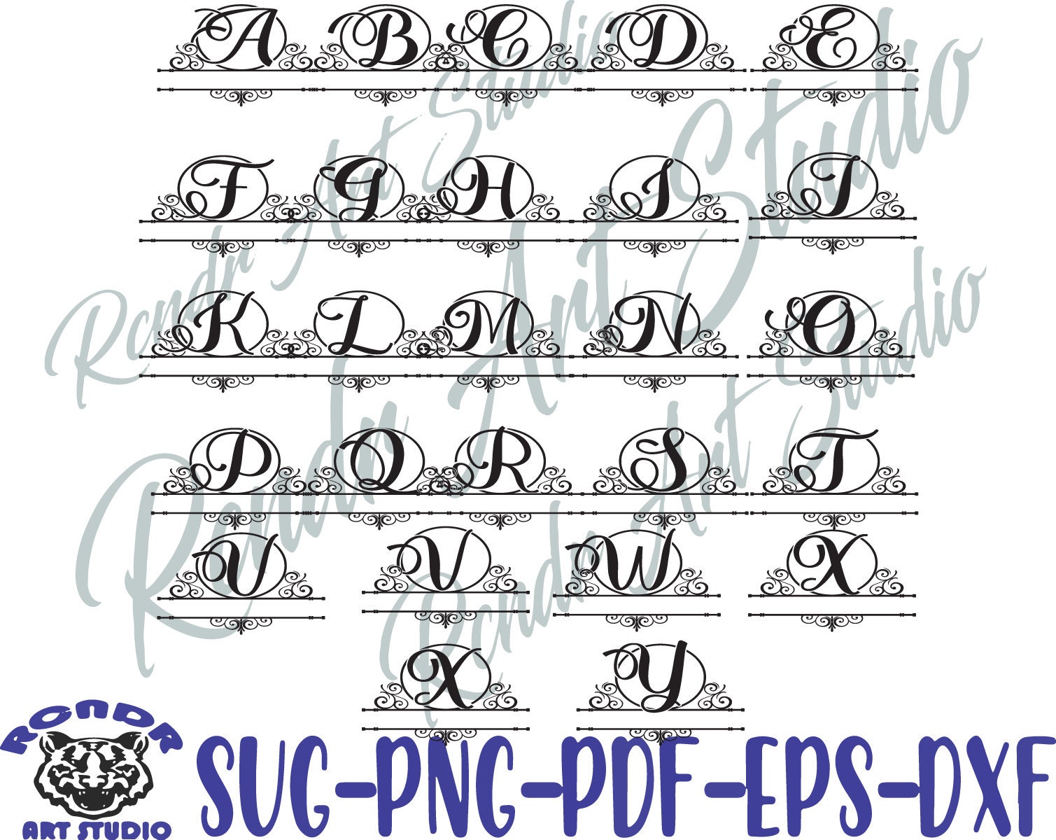 Split Monogram SVG/PNG Split Monogram Frame Alphabet Digital | Etsy