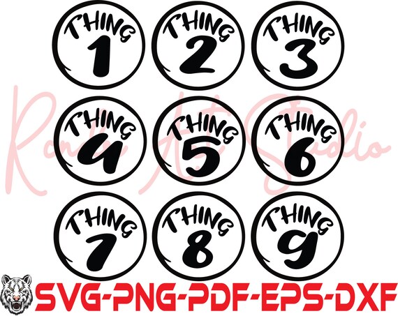Thing 1 2 3 4 5 6 7 8 and 9 Logo SVG and JPG Cutting | Etsy