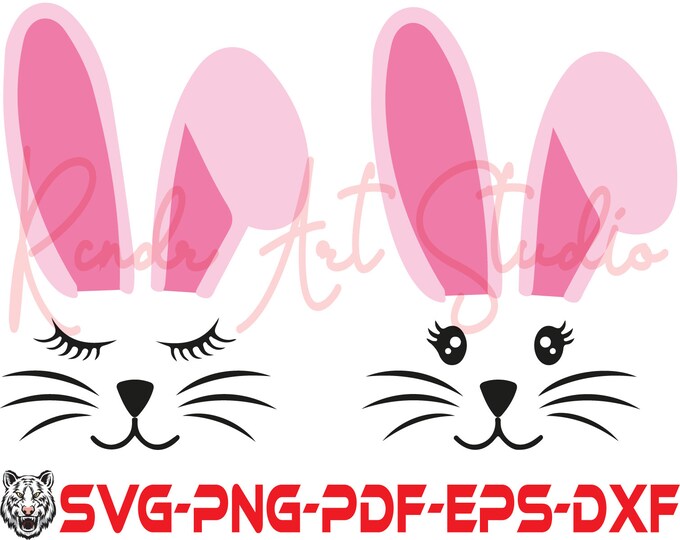 Bunny Face SVG, Easter SVG Cut Files, Woodland Rabbit Clip Art ...
