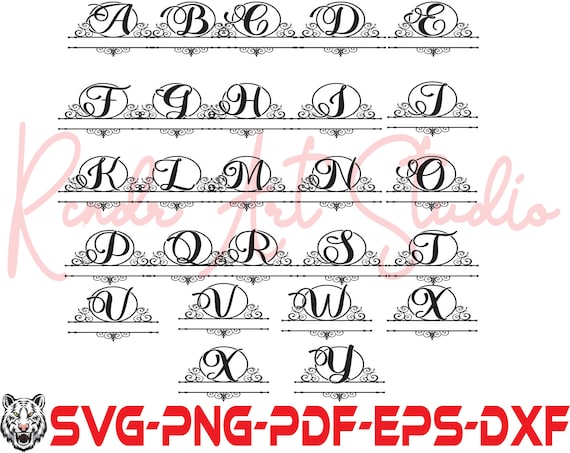 Split Monogram SVG/PNG Split Monogram Frame Alphabet Digital | Etsy