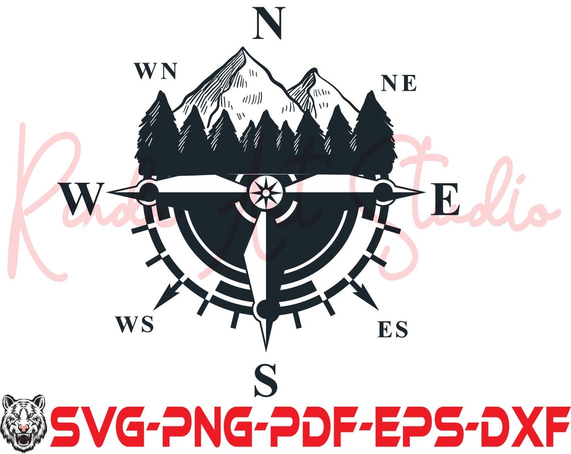 Adventure Mountains Svg Compass Svg Adventure Awaits Svg - Etsy