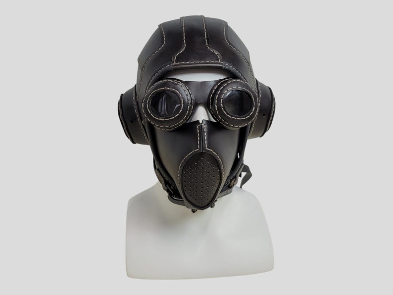 Handmade Leather Motorcycle Helmet, Mouthguard, and Goggles Set ...