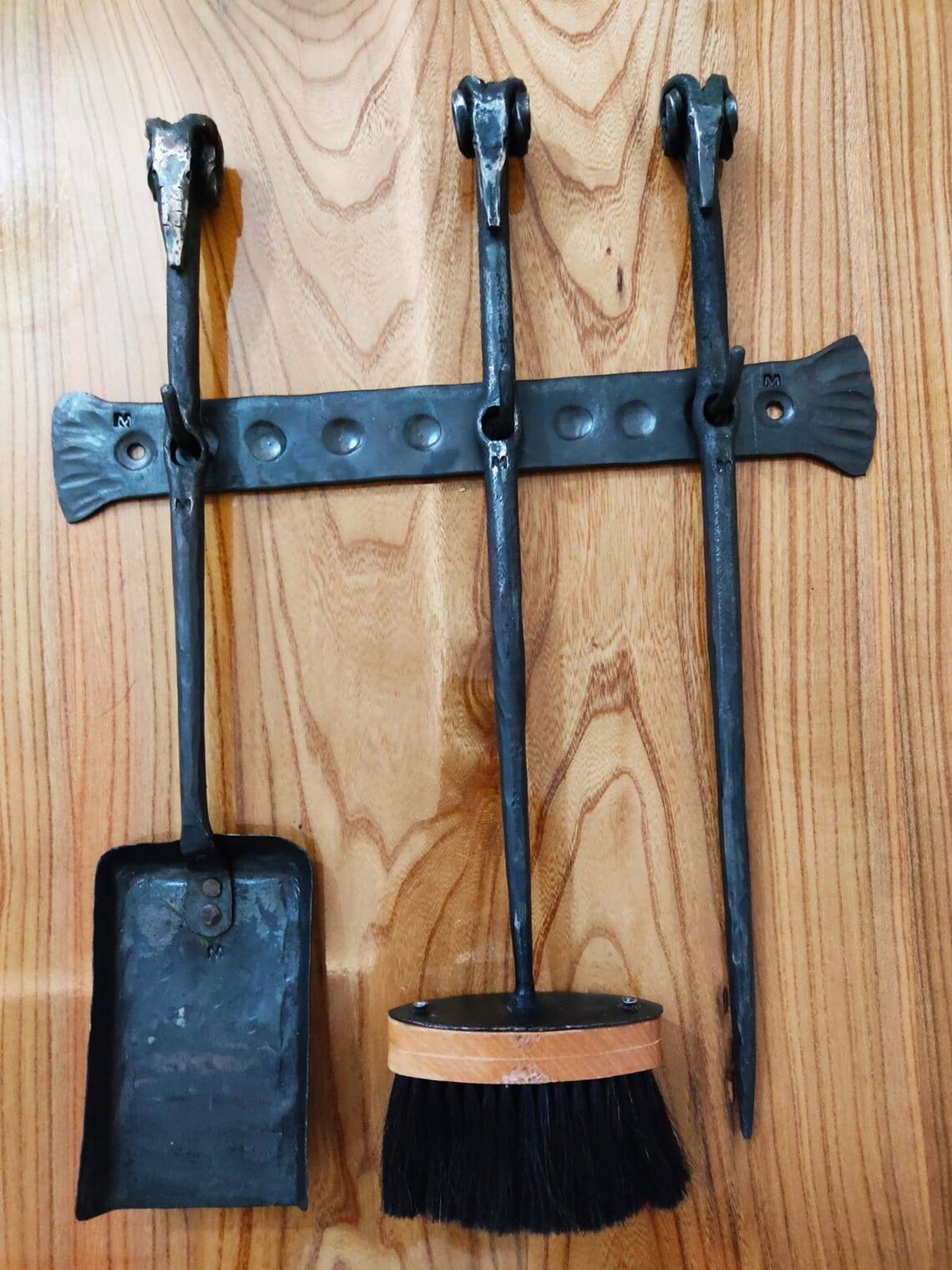 Blacksmith Hand Forged Fireplace Tools Set Shovel Poker Brush - Etsy