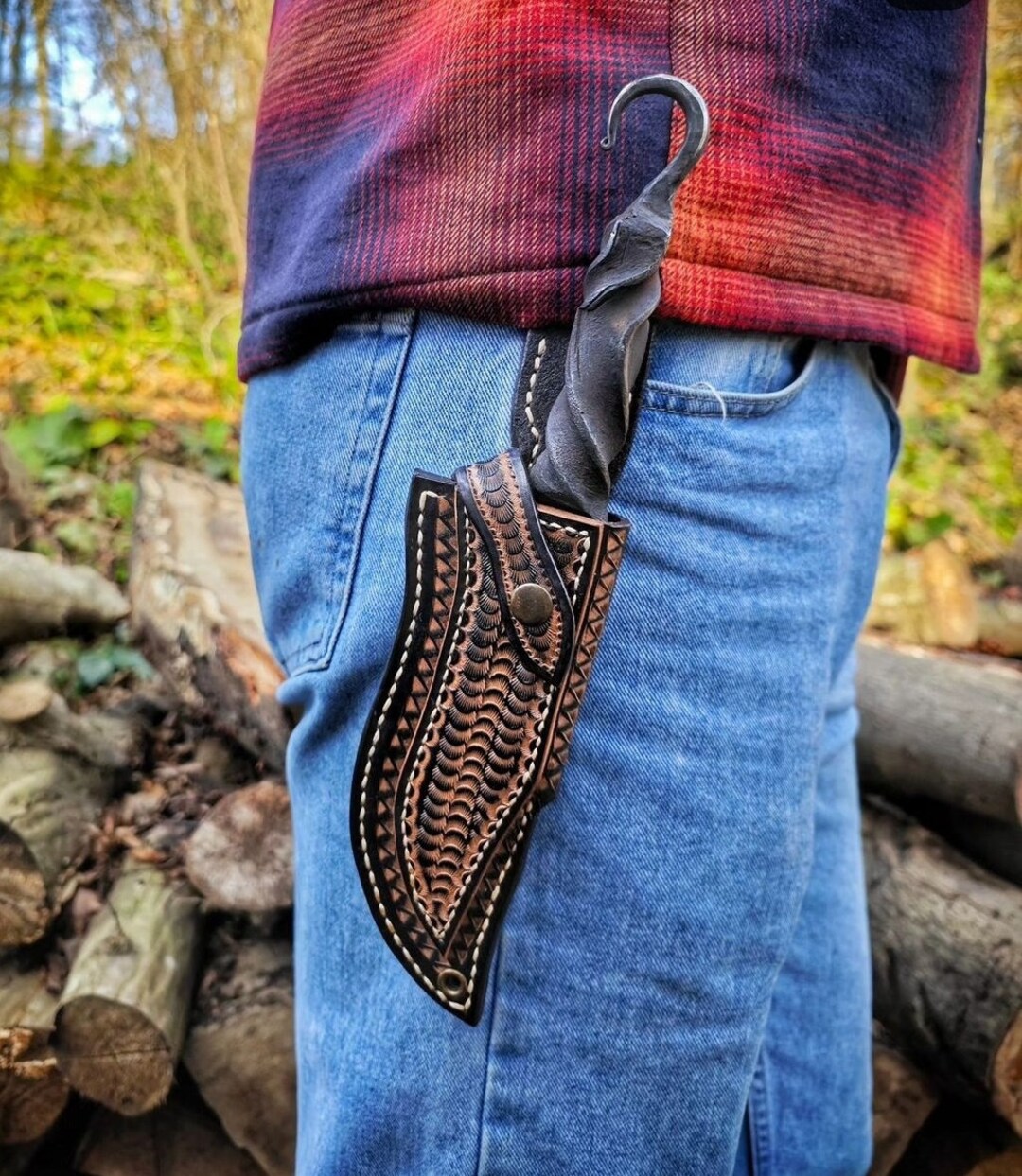 Blacksmith Hand Forged Primitive Style Custom Carbon Steel Knife With ...