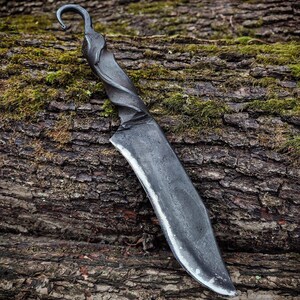 Blacksmith Hand Forged Primitive Style Custom Carbon Steel Knife With ...