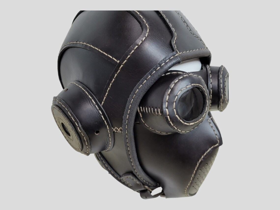 Handmade Leather Motorcycle Helmet, Mouthguard, and Goggles Set ...