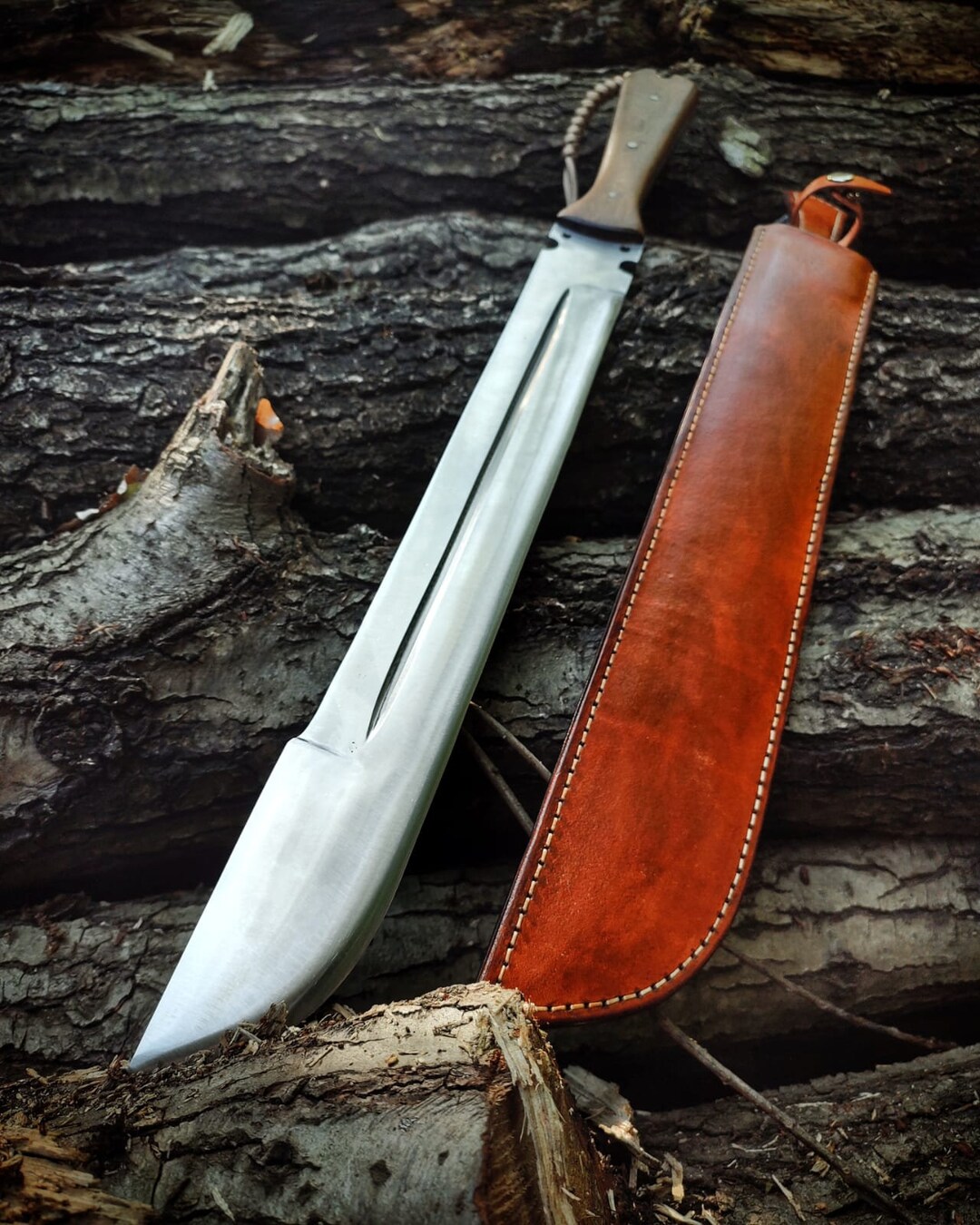 Handmade Forest Knife With Back Sling and Leather Sheath - Etsy