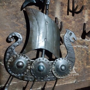 Blacksmith Hand Forged Viking Ship Key Holder. Key Rack With 3 Hacks - Etsy