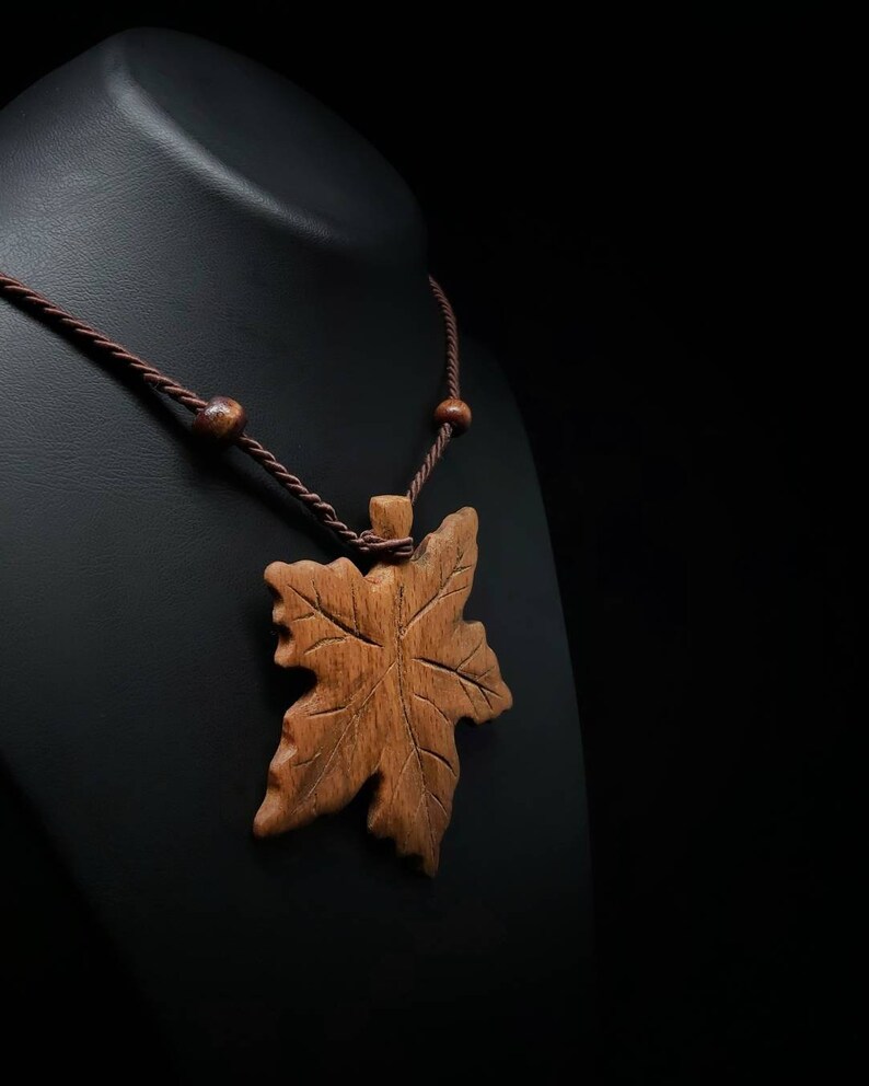 Wooden Carving Leaf Tree Figure Necklace Pendant Handmade - Etsy