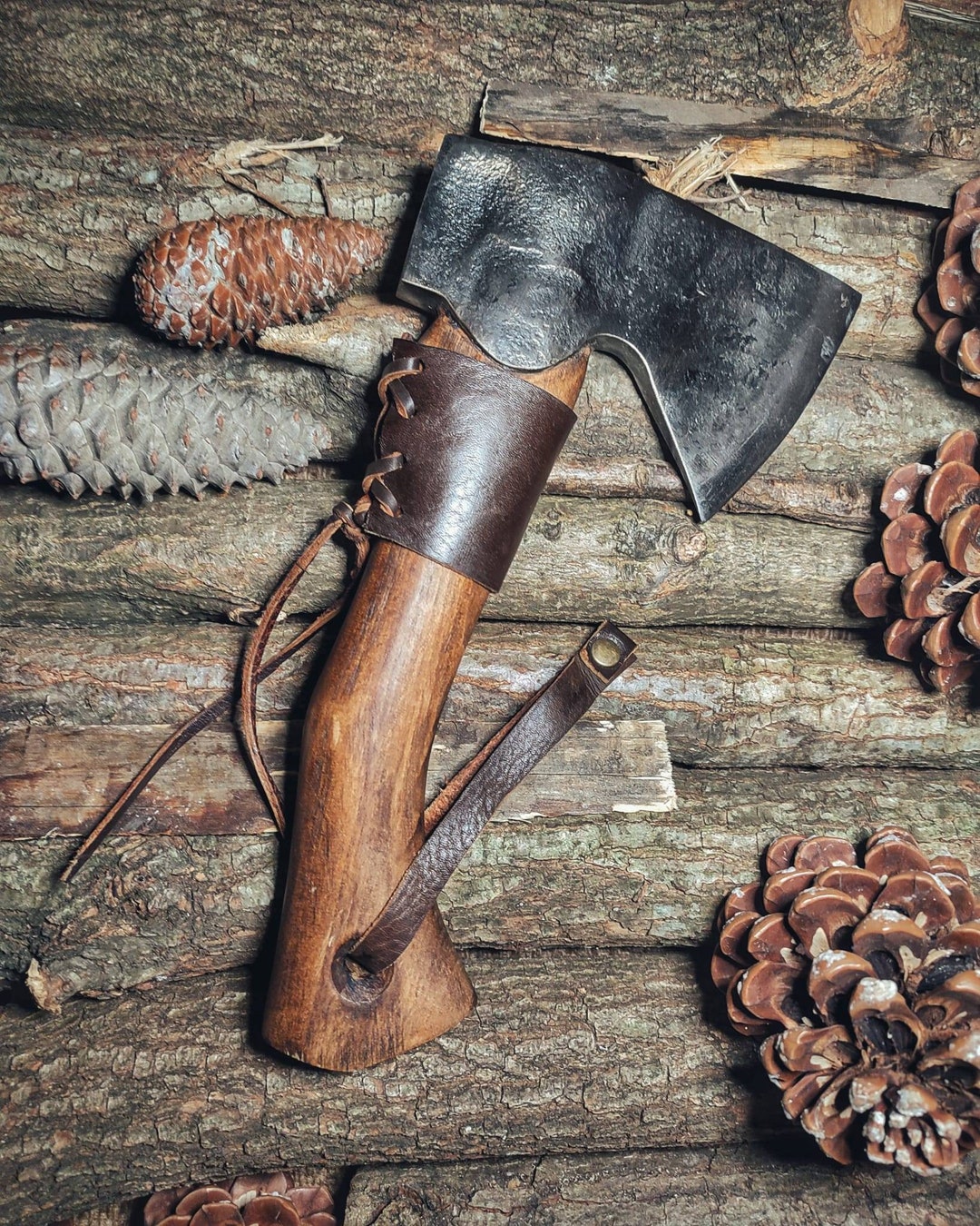Blacksmith Hand Forge Small Carving Axe Carpenter Tool With Leather ...