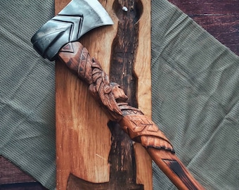 Custom Hand Made Steel Engraving Axe With Wood Work on Handle and Pouch ...