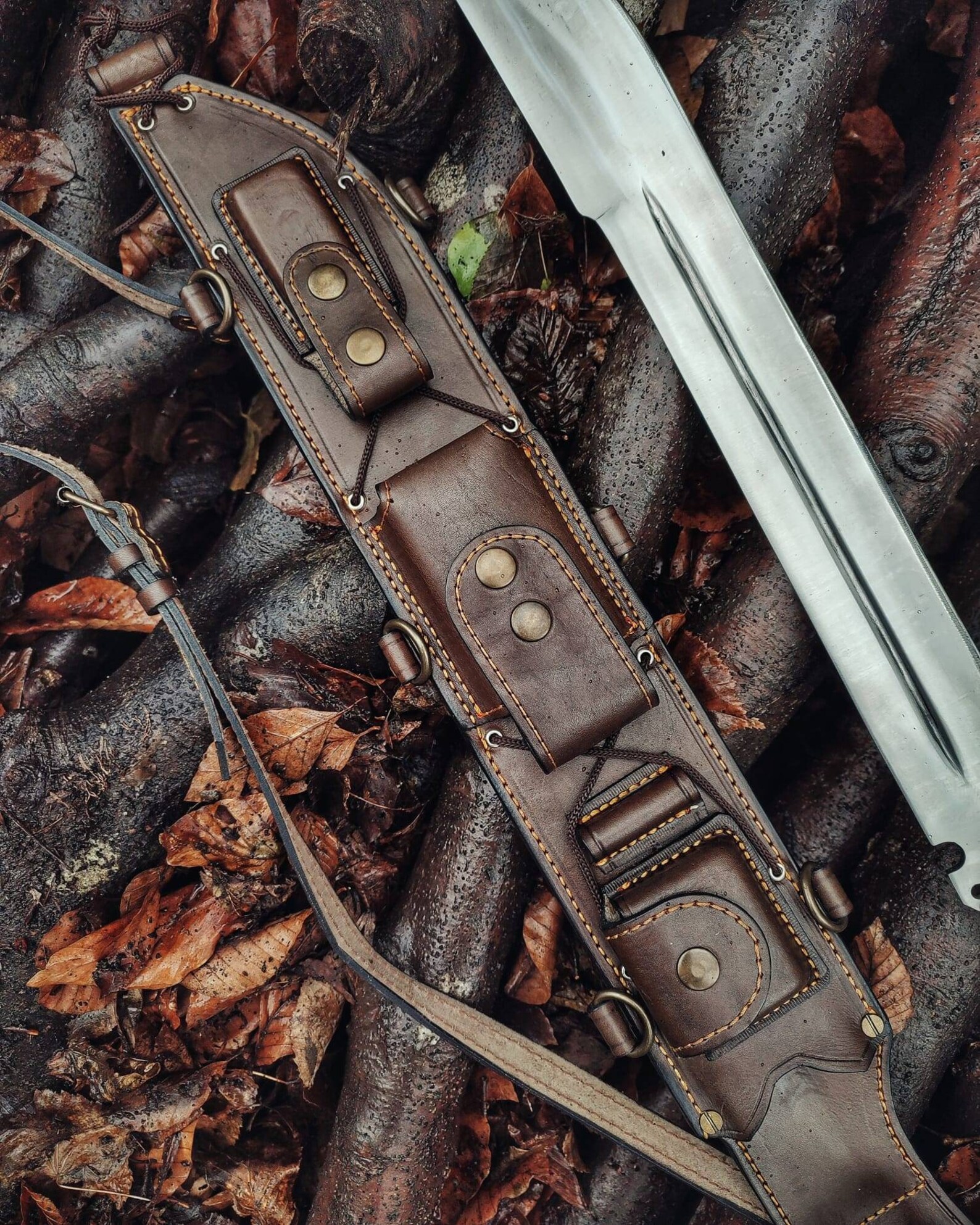 Handmade Forest Knife With Back Sling and Leather Sheath - Etsy