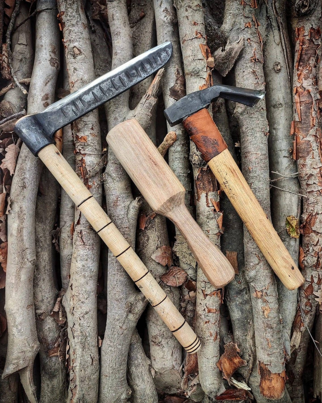 Hand-forged Carving Set - Splitting Froe, Carving Knife, and Mallet ...