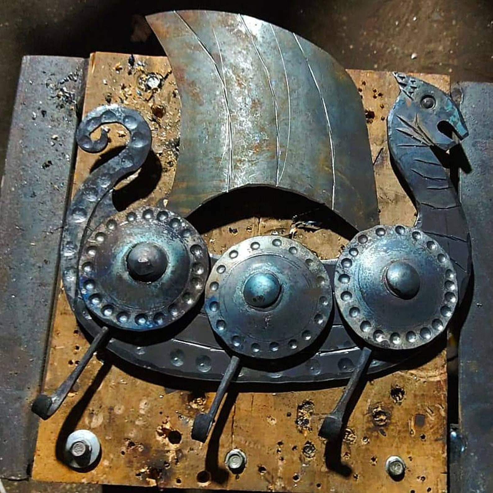 Blacksmith Hand Forged Viking Ship Key Holder. Key Rack With 3 Hacks - Etsy