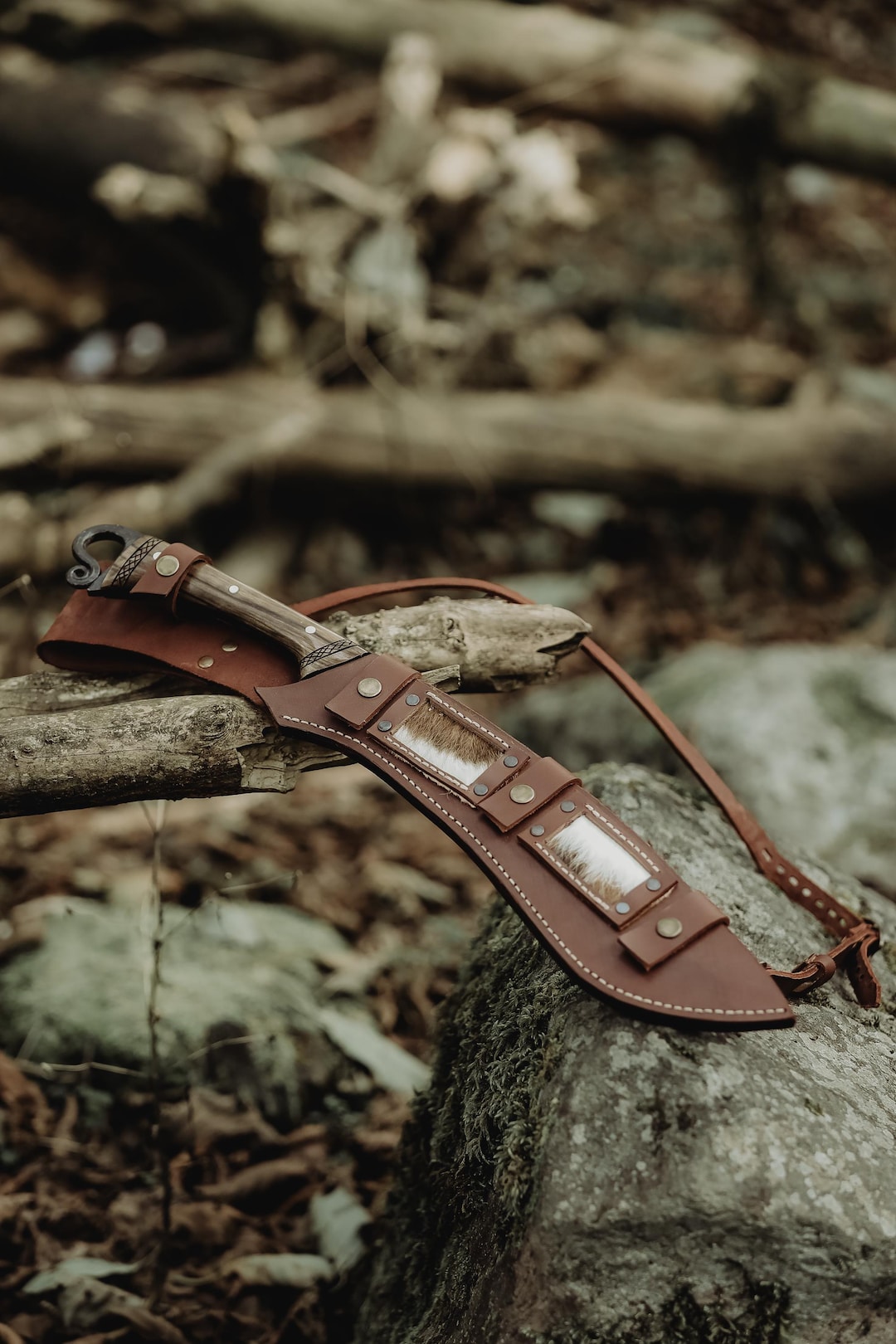 Handmade Forest Machete Knife With Back Sling and Leather Sheath - Etsy