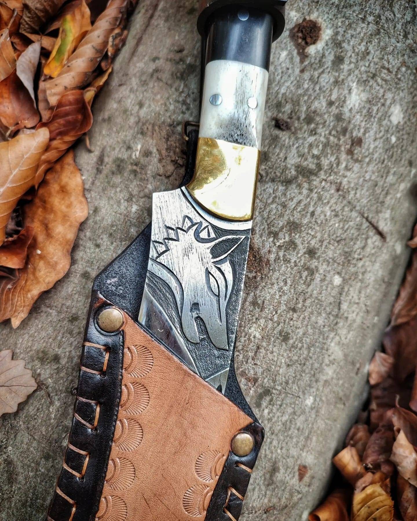 Blacksmith Hand Forge Engraving Custom Knife With Leather - Etsy