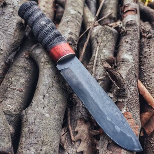 Black Blacksmith Hand Forge Engraving Custom Knife With Leather Sheath ...