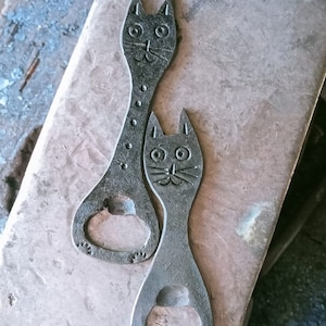 Blacksmith Hand Forged Cat Bottle Opener - Etsy