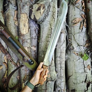 Carbon Steel Forest Knife and Bowsaw Set: Leather Sheathed Portable ...