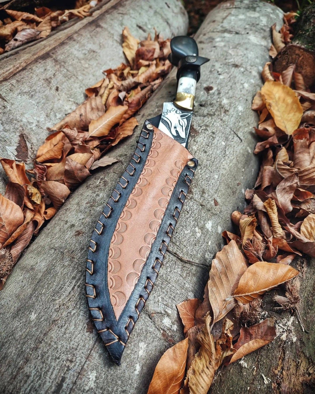 Blacksmith Hand Forge Engraving Custom Knife With Leather Sheath - Etsy
