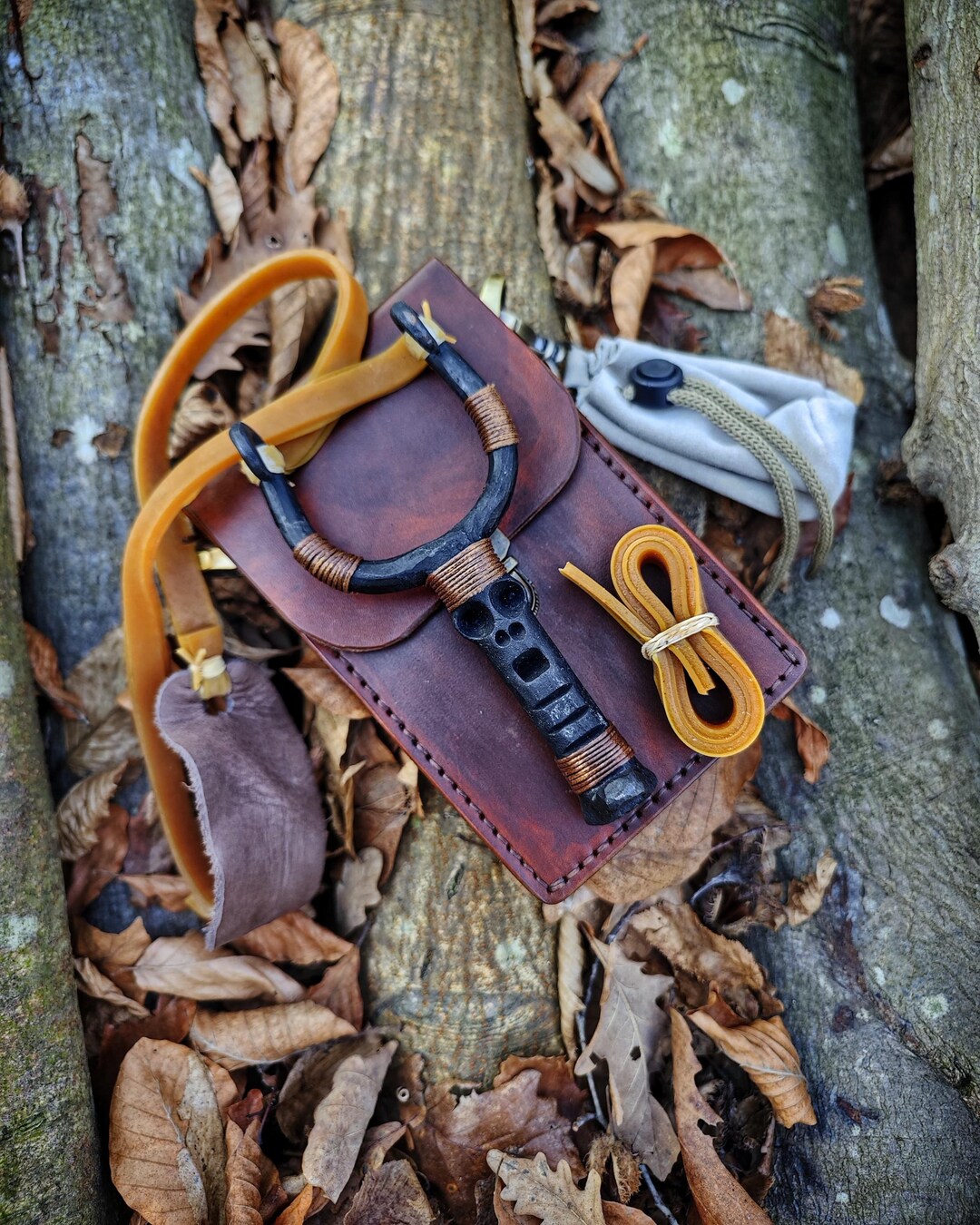 Fire-forged Slingshot With Handcrafted Leather Holster: A Silent Hunter ...