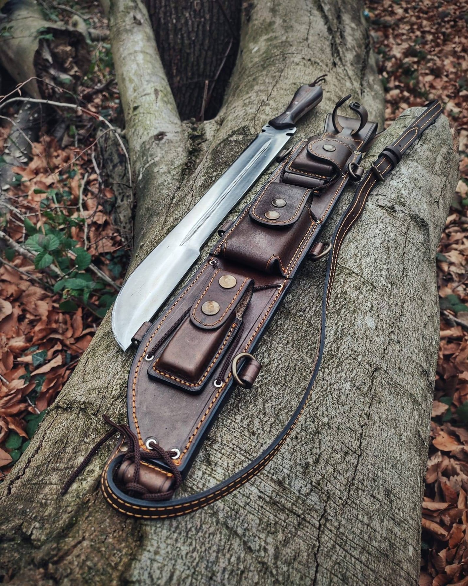 Handmade Forest Knife With Back Sling and Leather Sheath - Etsy