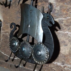 Blacksmith Hand Forged Viking Ship Key Holder. Key Rack With 3 Hacks - Etsy