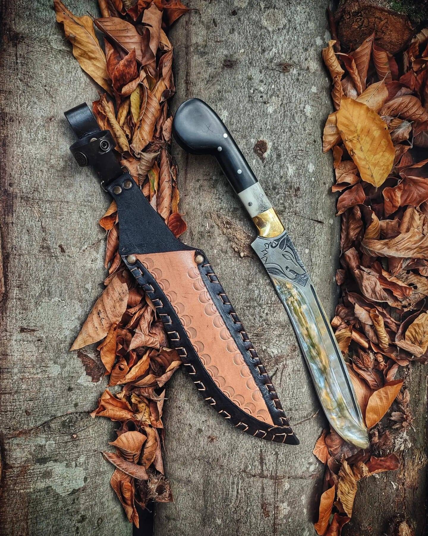 Blacksmith Hand Forge Engraving Custom Knife With Leather - Etsy