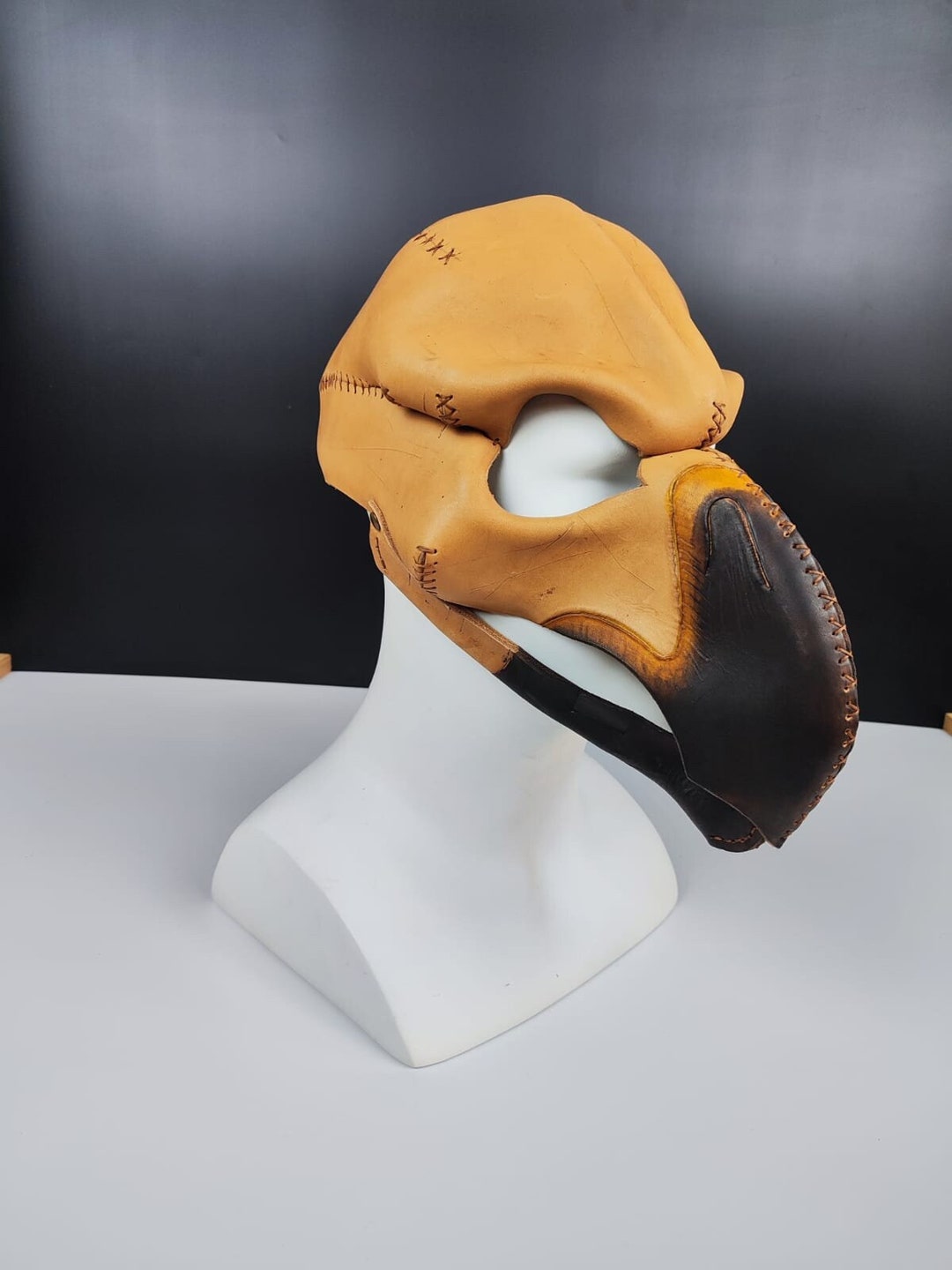 Handcrafted Real Leather Vulture Mask: Unique and Spooky Halloween ...