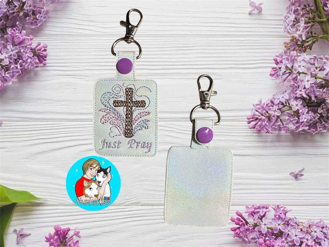 Just Pray Embroidered Keychain | Prayer Keychain | Faith Keychain ...