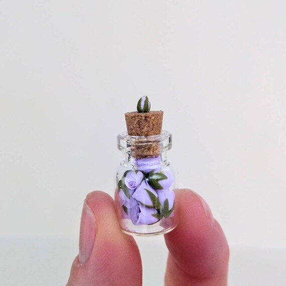 1 12 Scale Miniature Rose Buds in the Glass Jar. Purple Roses. | Etsy
