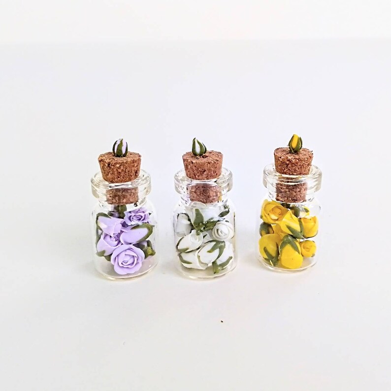 1 12 Scale Miniature Rose Buds in the Glass Jar. Purple Roses. - Etsy