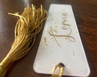 Green Resin Bookmark With Gold Leaf, Personalised Bookmark, Unique Gift ...