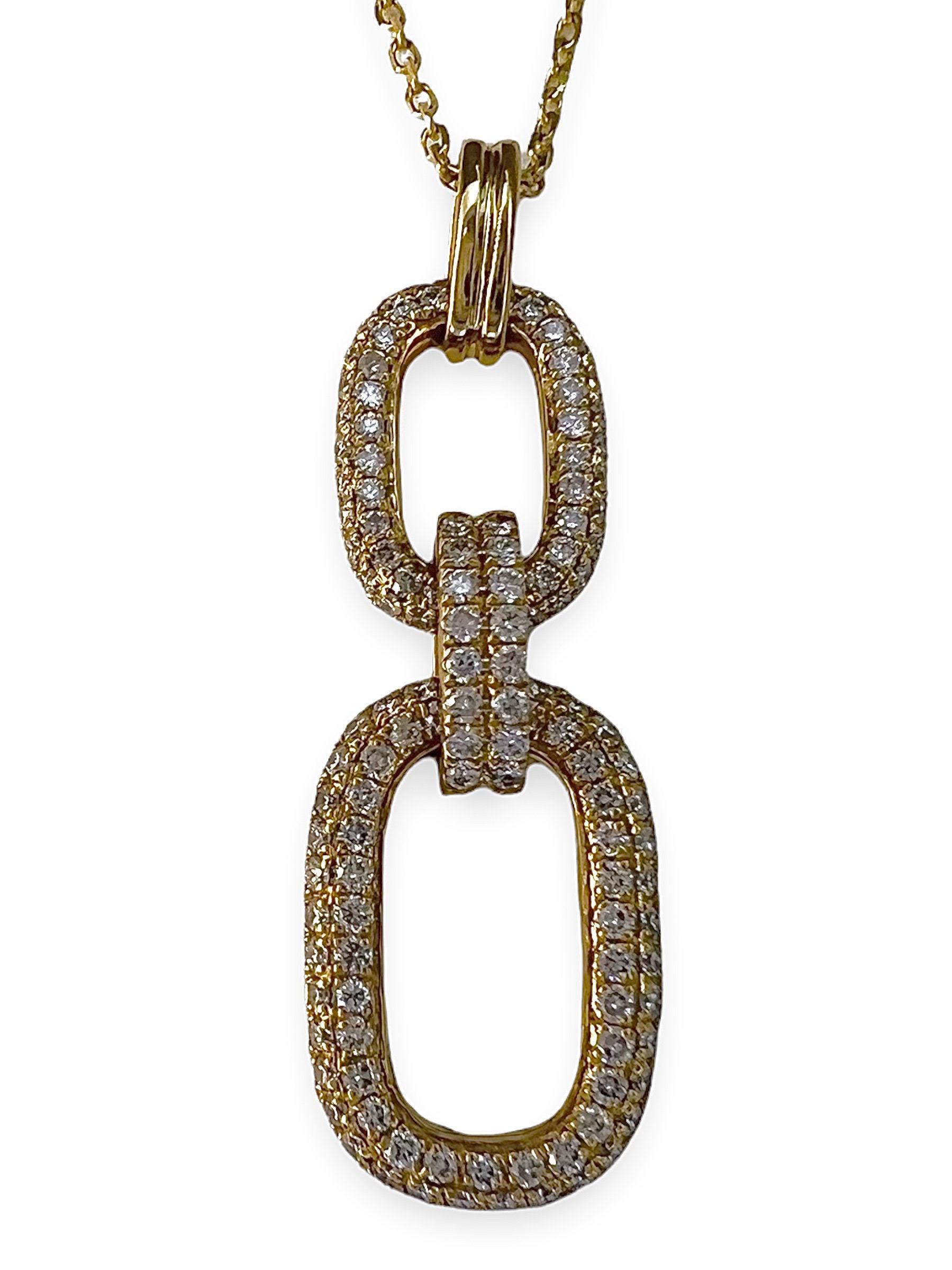 Diamond Necklace, 14k Diamond Paper Clip Pendant, 14k Yellow & White ...