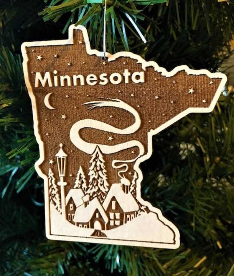 Minnesota Snow Village Christmas Ornament, Minnesota Ornament ...