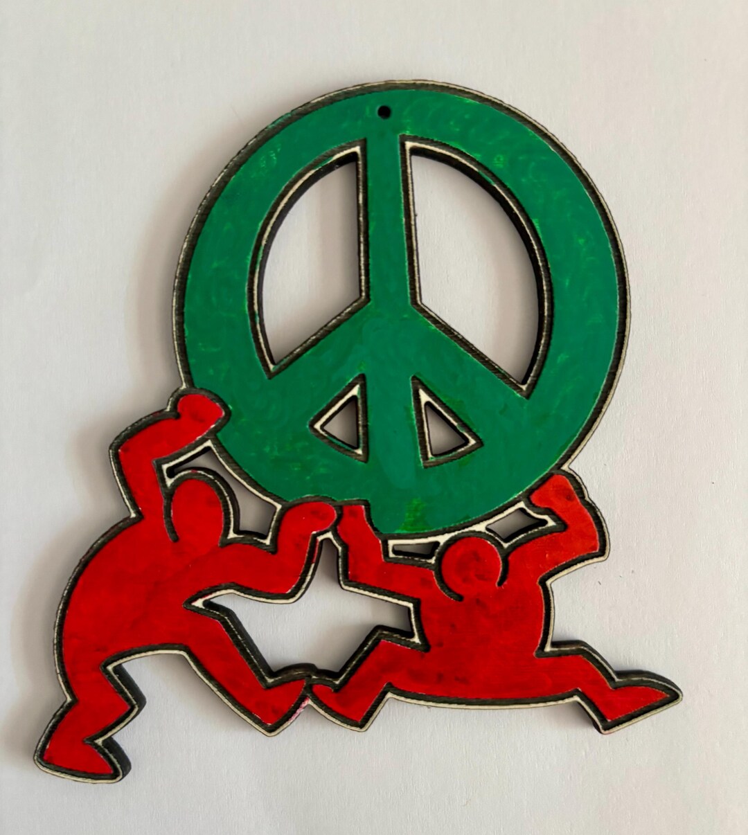 Hand-painted Peace Sign Christmas Ornament: Laser-cut Wood - Etsy