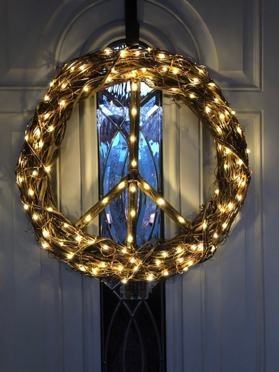 Lighted Peace Wreath, Peace Wreath, Lighted Peace Sign Wreath,peace ...