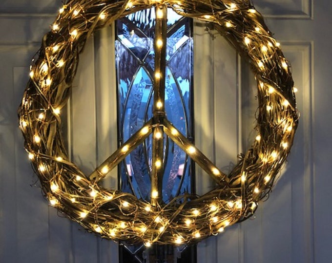 Large Peace Wreath, Peace Sign Wreath, Door Wreath, Hippie Wreath ...