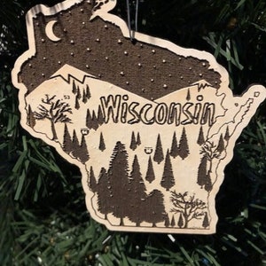 Wisconsin Christmas Ornament, Wisconsin Ornament, Wisconsin Art ...