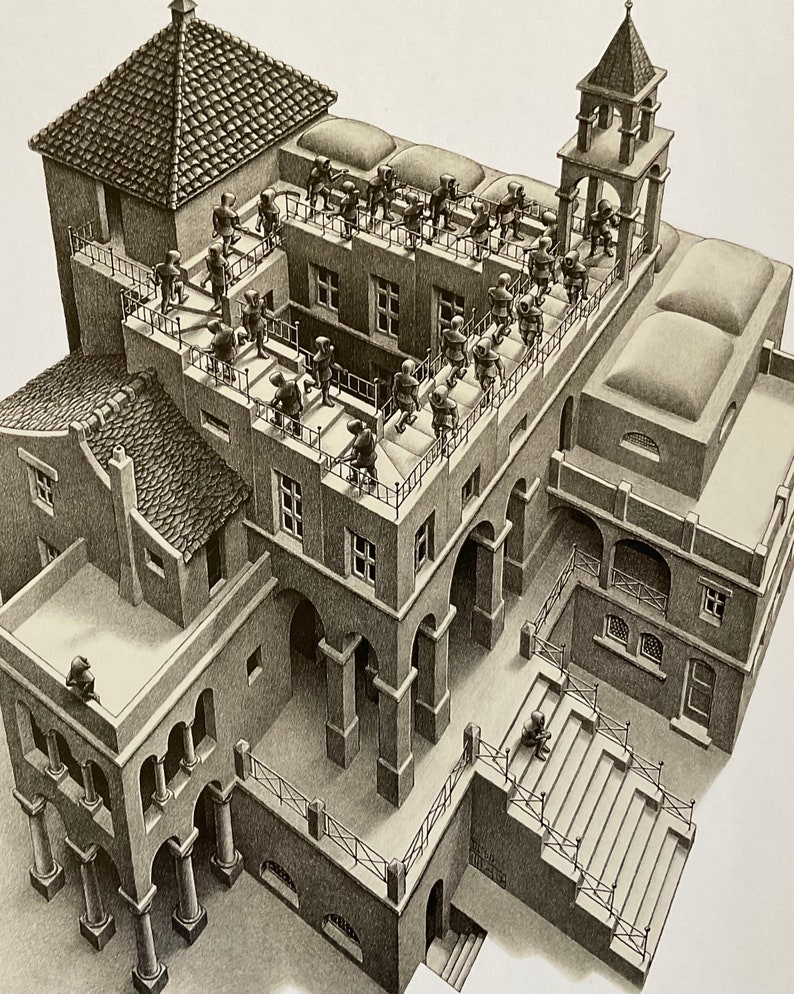 M.C. Escher - Ascending and Descending - Offset Lithograph 36x28 Cm ...